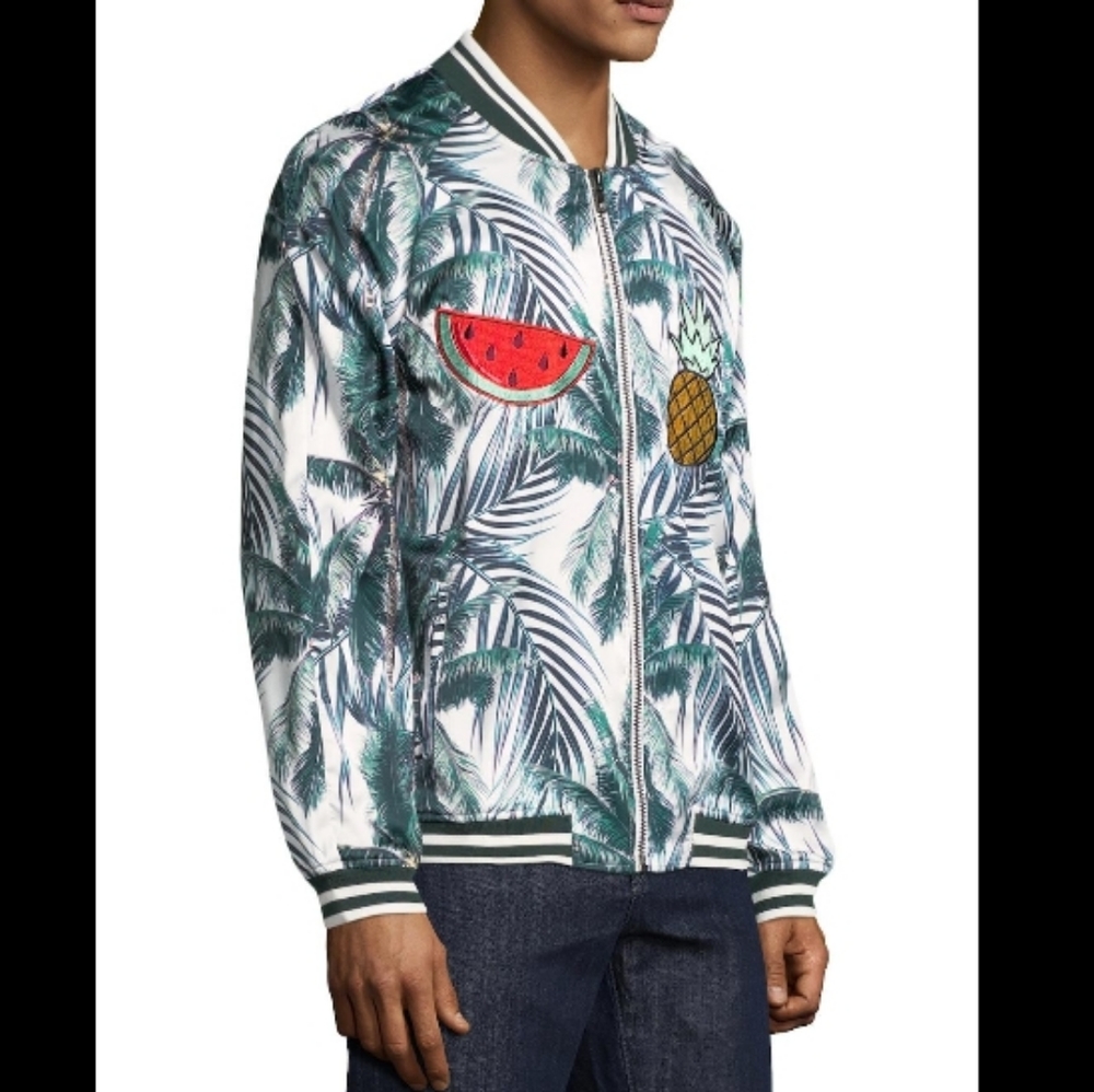 Standard Issue Satin Jacket With Palm Tree Print Size… - Gem